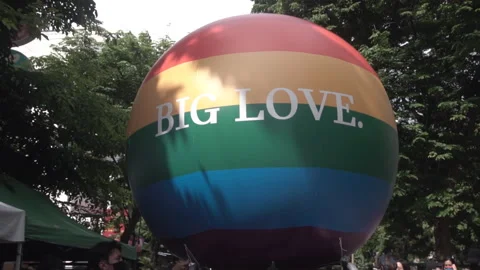 Giant ball with LGBT rainbow colors prid... | Stock Video | Pond5