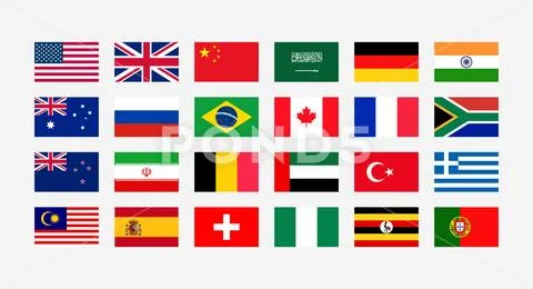 Giant Flag Collection. Set of World Country National Flag.: Royalty ...
