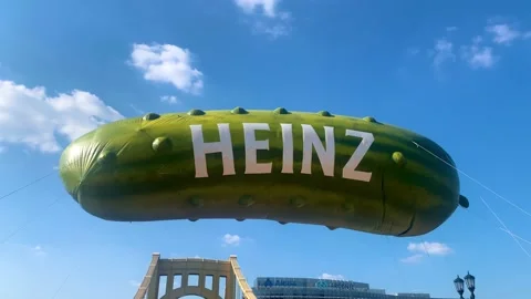 Giant Pickles shaped Heinz Balloon up in... | Stock Video | Pond5