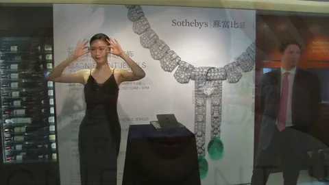 Giant pink diamond on display in Hong Ko... | Stock Video | Pond5