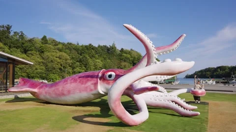 Giant Squid Statue Built at Road Stop Ar... | Stock Video | Pond5