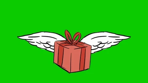 Gift Box - animation - wings - green scr... | Stock Video | Pond5