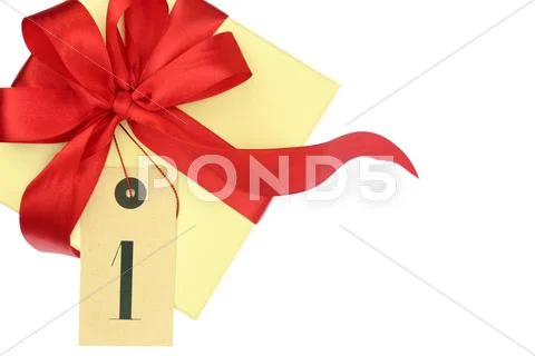 Gift box with number one and ribbon isolated on white ~ Premium Photo ...