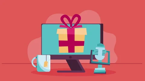 gift box present in desktop animation | Stock Video | Pond5