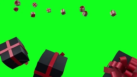 Gift Boxes Falling from the Sky on a Gre... | Stock Video | Pond5