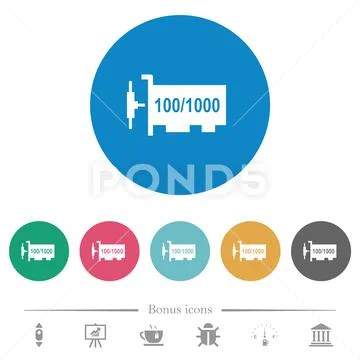 Gigabit ethernet network controller flat round icons ~ Clip Art #152278875