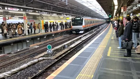 Ginza Line Train Slowly Pulling Into A T... | Stock Video | Pond5