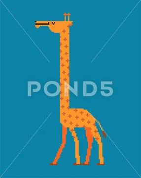 Giraffe pixel art. Africa animal 8 bit. Long neck beast.: Royalty Free ...