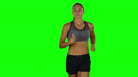 Girl with athletic body running. Front v... | Stock Video | Pond5