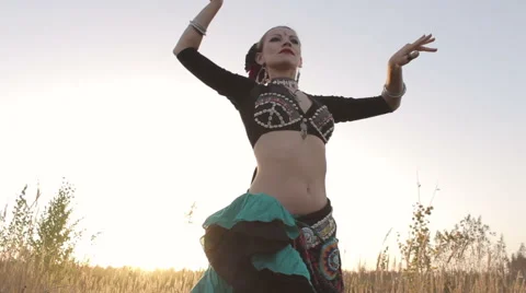 Girl beautifully dancing belly dance on ... | Stock Video | Pond5