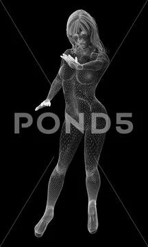 Girl, body structure, wire model on the background ~ Clip Art #70636883