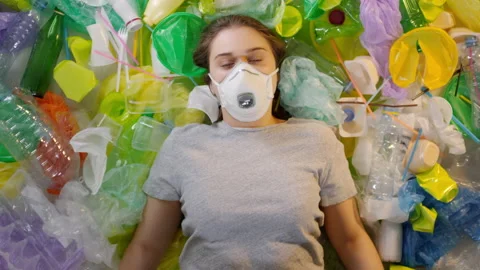 Girl In Breathing Mask Fights For Ecolog... | Stock Video | Pond5