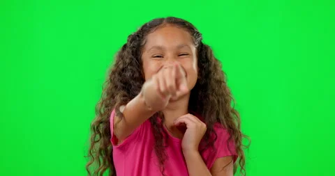 Girl child, green screen and laugh with ... | Stock Video | Pond5