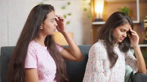 Girl consling her sad crying sibling sis... | Stock Video | Pond5