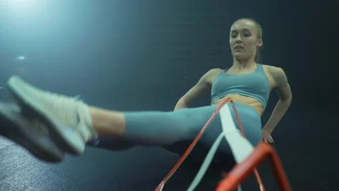 Girl doing an abdominal workout, a merma... | Stock Video | Pond5