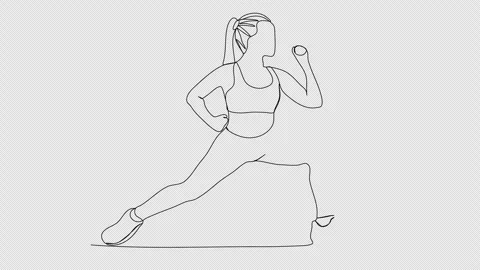 Girl doing sports exercises. One line dr... | Stock Video | Pond5