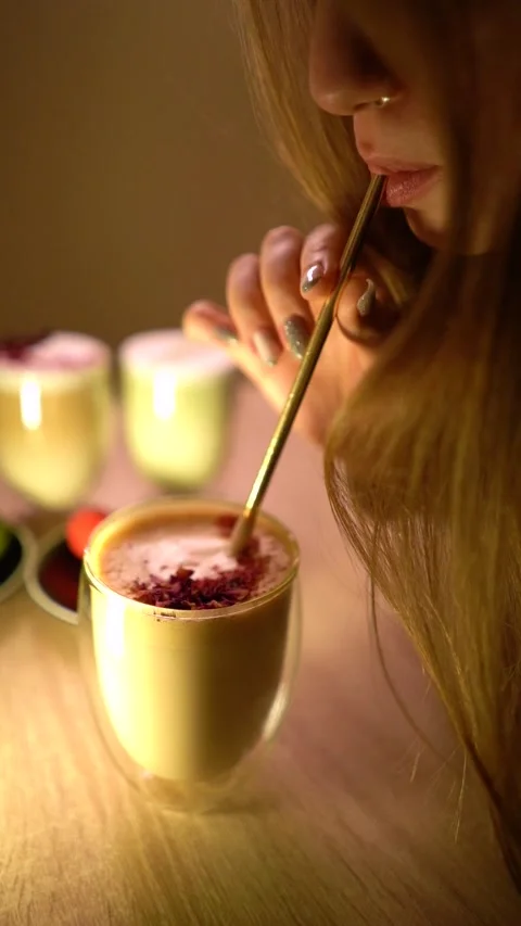 Drinking Through A Straw Stock Footage ~ Royalty Free Stock Videos | Pond5