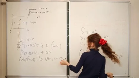 Girl explaining problem solution writing... | Stock Video | Pond5