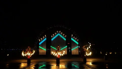 Girl on fire show on organ background | Stock Video | Pond5