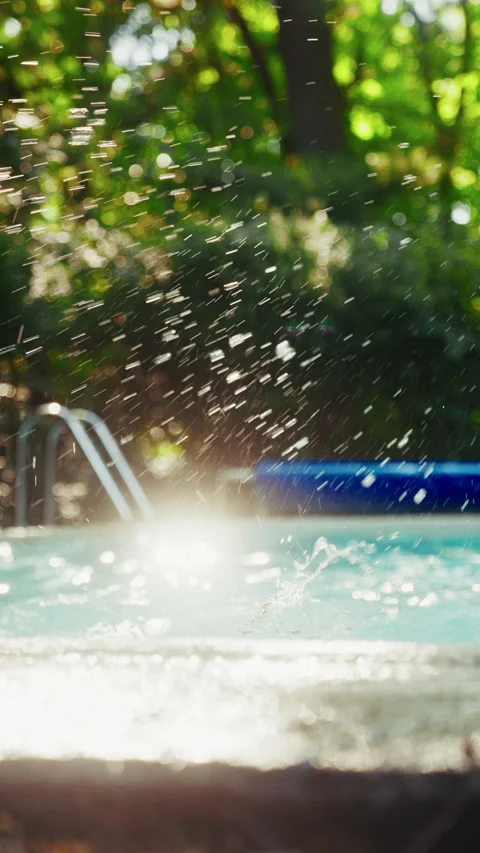 Girl Gets Splashed By Water At The Pool ... | Stock Video | Pond5