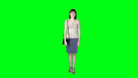 Girl on green screen background | Stock Video | Pond5