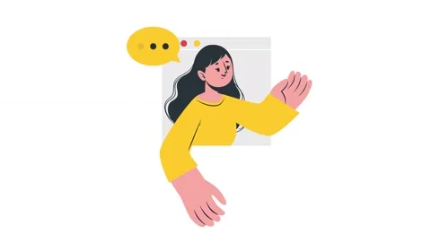 After Effects: Girl hi hello chat bubble 4k animation #235901344