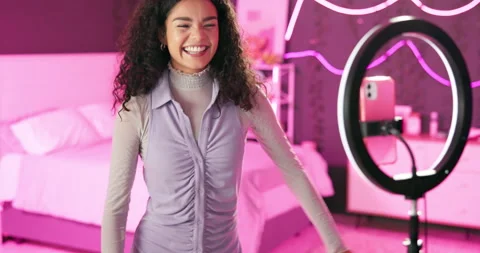 Girl, influencer and dancing on live str... | Stock Video | Pond5