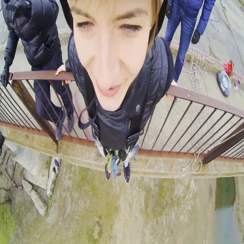 girl jumping from the bridge forward in ... | Stock Video | Pond5