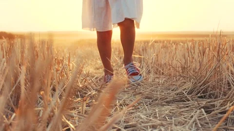 girl kid child run across a wheat field ... | Stock Video | Pond5