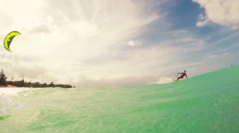 Girl Kite Boarding in Bikini. Fun in the... | Stock Video | Pond5