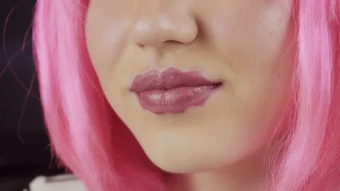 Girl with the lips of the devil. Young b... | Stock Video | Pond5