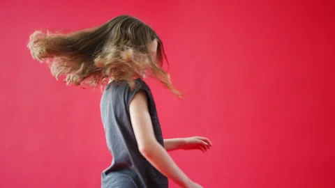 Girl With Long Hair Spinning Around Agai... | Stock Video | Pond5