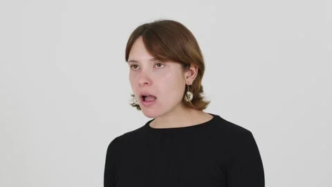 girl omg shocked face reaction portrait... | Stock Video | Pond5