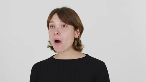 girl omg shocked face reaction portrait... | Stock Video | Pond5