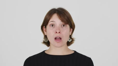 girl omg shocked face reaction portrait... | Stock Video | Pond5