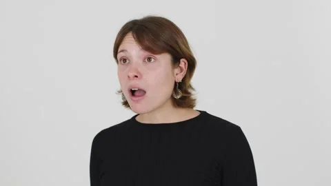 girl omg shocked face reaction portrait... | Stock Video | Pond5