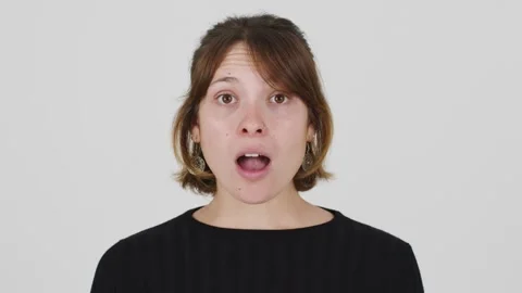 girl omg shocked face reaction portrait... | Stock Video | Pond5