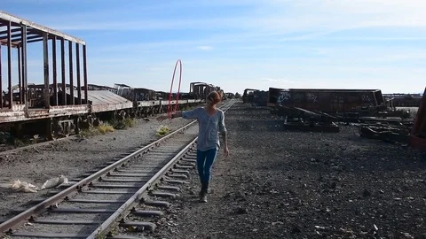 A girl play with hula hoop in the train ... | Stock Video | Pond5