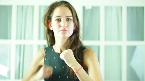 girl punch punching fighting fists | Stock Video | Pond5