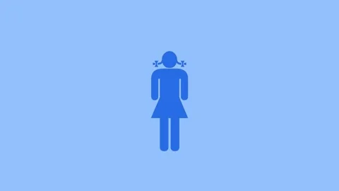Girl shape icon blue color animation | Stock Video | Pond5