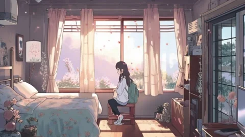 Girl Sitting alone loop animation | Stock Video | Pond5