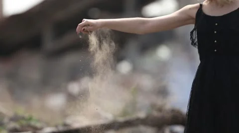 girl in the smoke disperses the dust on ... | Stock Video | Pond5
