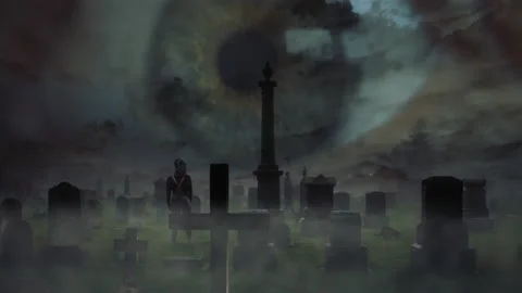 Girl Spooky Cemetery Eye Stare Over Grav... | Stock Video | Pond5