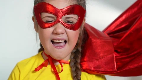 girl superhero portrait face. feminism a... | Stock Video | Pond5