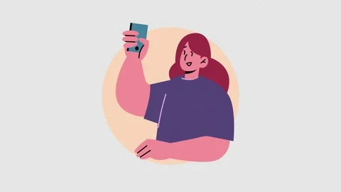 Girl taking selfie 4k animation ~ After Effects #235901394