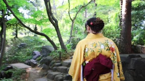 girl in a traditional Japanese silk kimo... | Stock Video | Pond5