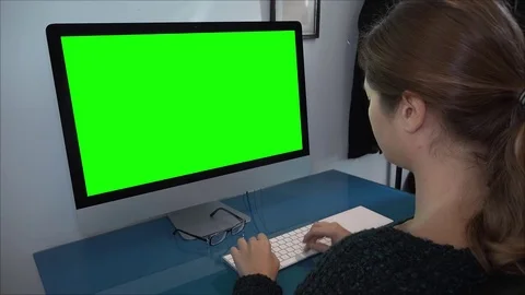 Girl Typing On Computer Keyboard Working... | Stock Video | Pond5