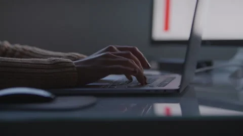 Girl Typing on a Laptop Keyboard | Stock Video | Pond5