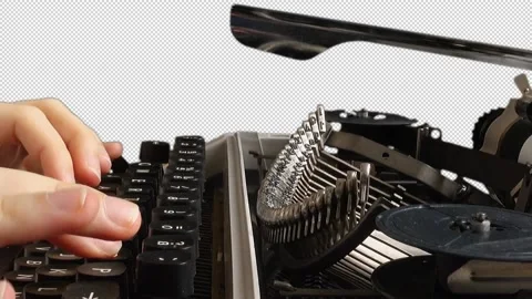 The girl is typing on a retro typewriter... | Stock Video | Pond5