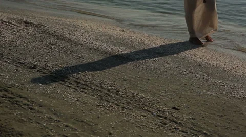 Girl walking barefoot on sand on island ... | Stock Video | Pond5